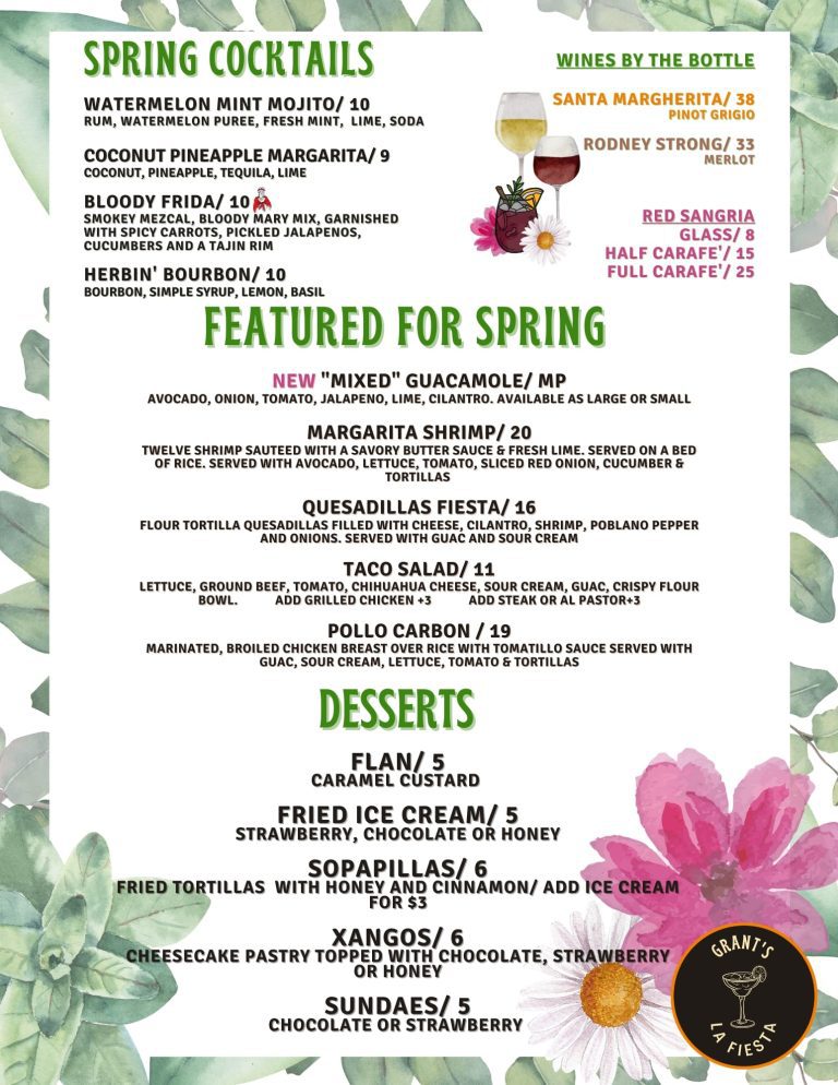 La Fiesta Menu | Mexican Restaurant Menu Oak Lawn, IL | La Fiesta Redesign